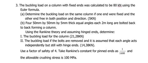 solved the buckling load on a column with fixed ends was