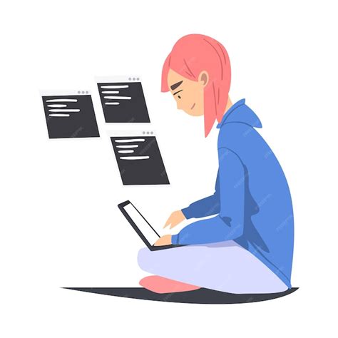 Premium Vector Woman As Software Developer Or Programmer Engaged In