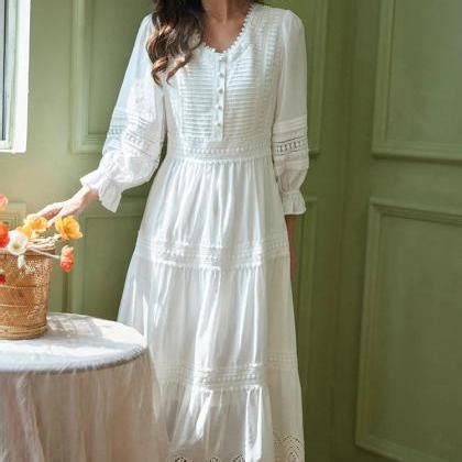 Elegant White Long Sleeve Lace Maxi Dress On Luulla