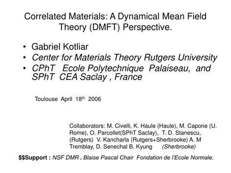 Ppt Insights Into Correlated Electron Materials Through Dynamical Mean Field Theory Powerpoint