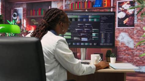 Teleworking Computer Scientist At Home Using Pc To Develop Artificial