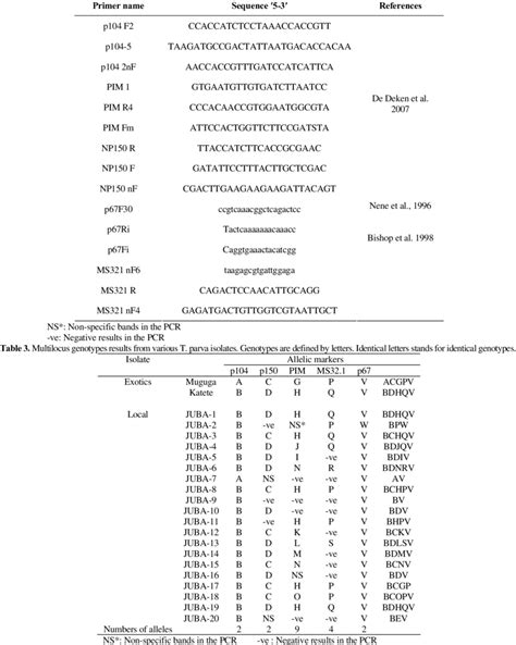 primer sequences used in semi nested pcr assays for the p104 pim