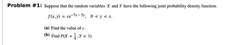 Solved Problem Suppose That The Random Variables X And Y Chegg