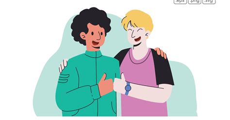 Ilustración De Dos Hombres Haciendo Una Pose Con El Pulgar Hacia Arriba