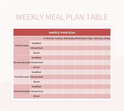 Free Meal Plan Templates For Google Sheets And Microsoft Excel Slidesdocs