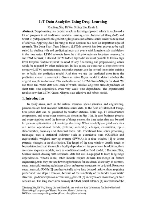 Pdf Iot Data Analytics Using Deep Learning