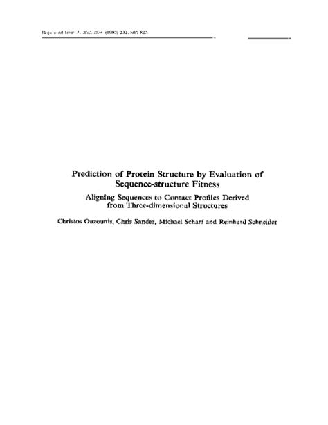 pdf prediction of protein structure by evaluation of sequence