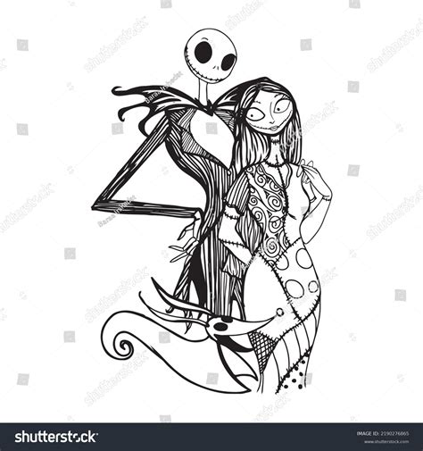 Jack Sally Nightmare Before Christmas Vector Stock Vector Royalty Free
