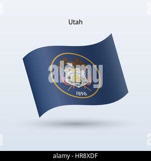 Utah Us State Flag With Waving Effect Official Proportion Stock Vector