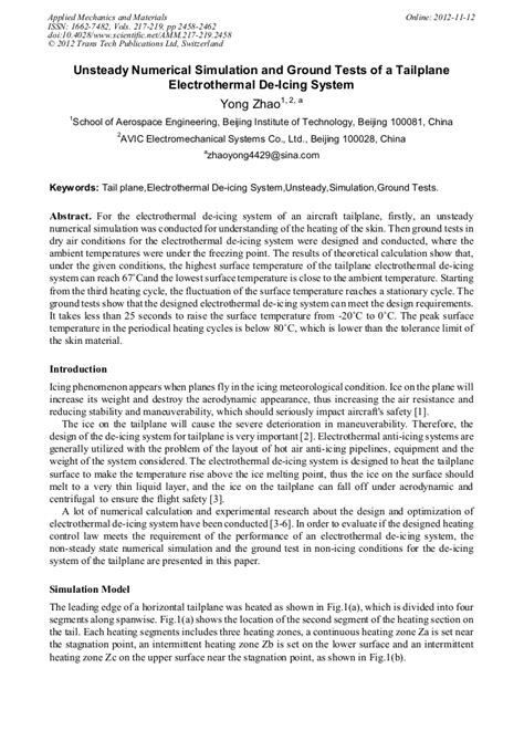 Unsteady Numerical Simulation And Ground Tests Of A Tailplane Electrothermal De Icing System