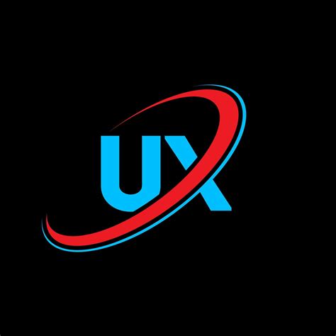 Ux U X Letter Logo Design Initial Letter Ux Linked Circle Uppercase Monogram Logo Red And Blue
