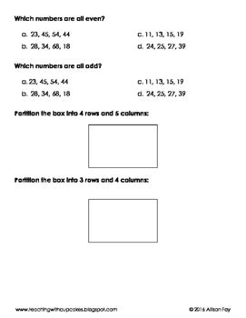Rows And Columns Partitioning Even And Odd Review By Teaching With Cupcakes