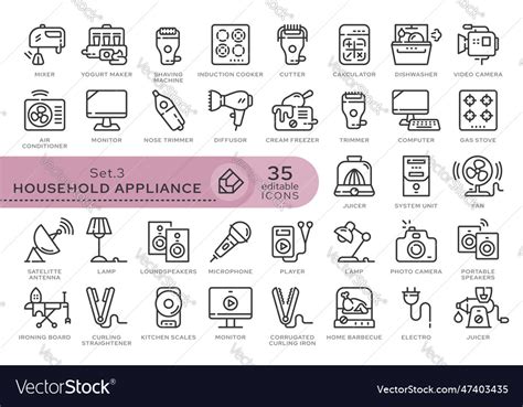 Set Icons Household Appliance 03 Royalty Free Vector Image
