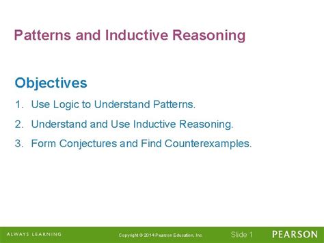patterns and inductive reasoning objectives 1 use logic