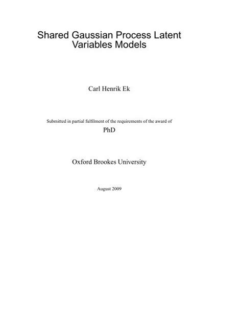 Shared Gaussian Process Latent Variables Models Oxford Brookes