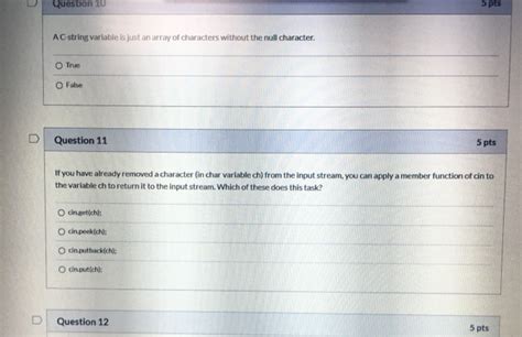 Solved Question 8 A C String Is A Sequence Of Characters