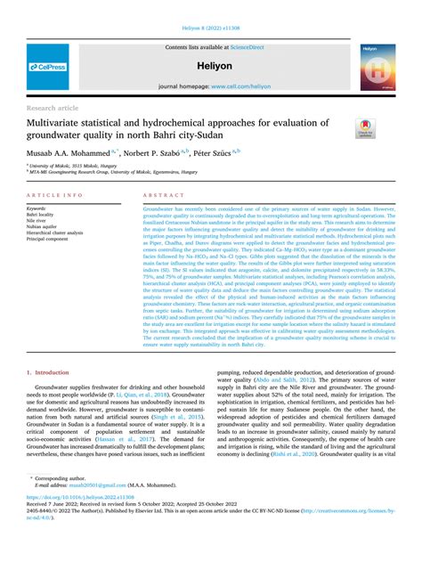 Pdf Multivariate Statistical And Hydrochemical Approaches For Evaluation Of Groundwater