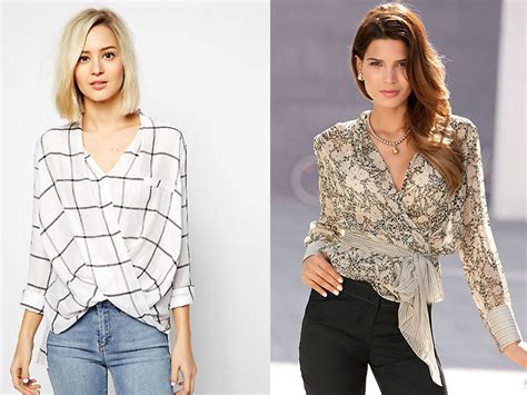 Модели блузок с запахом - 87 фото