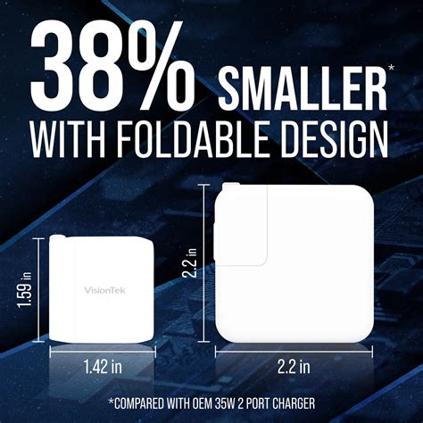 Visiontek 35w Charger Gan Ii Power Adapter 2 Port
