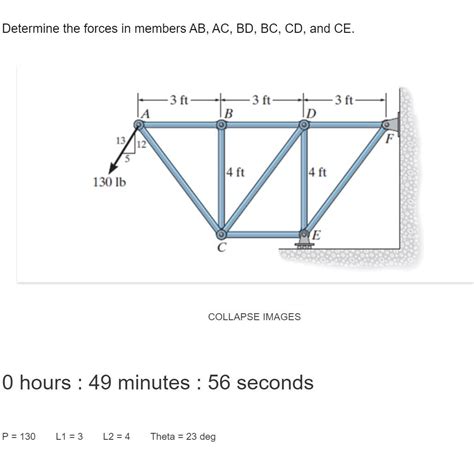 Determine The Forces In Members Ab Ac Bd Bc Cd ﻿and