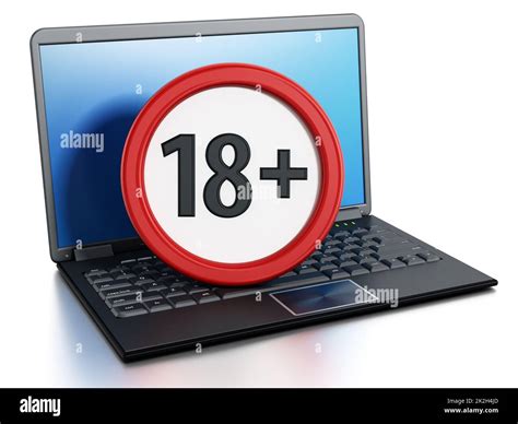 Laptop Computer With Under 18 Forbidden Symbol Stock Photo Alamy