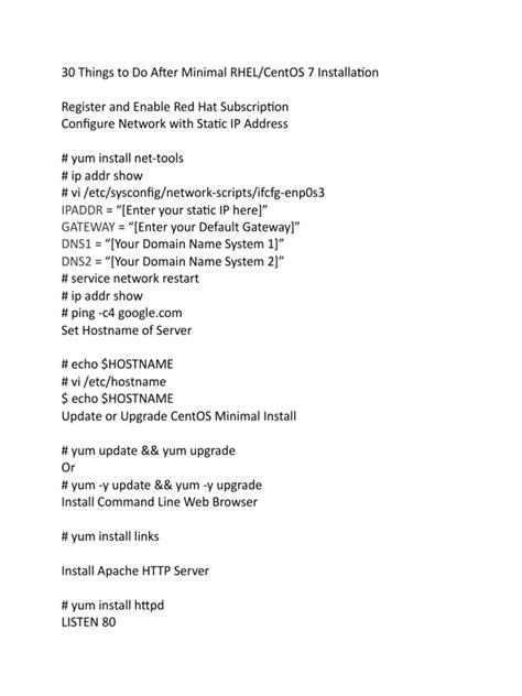 30 Things To Do After Minimal Rhel And Centos 7 Pdf Secure Shell Web Server