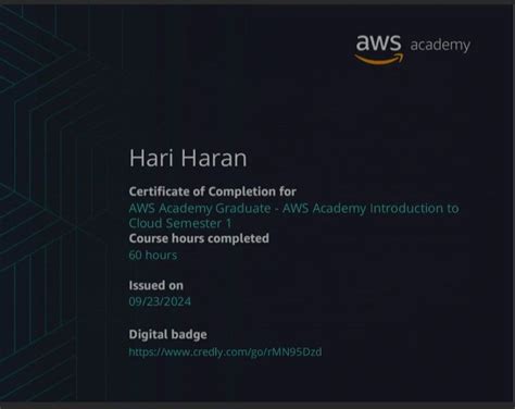 Hari Haran On Linkedin Thrilled To Share That Ive Completed The Aws
