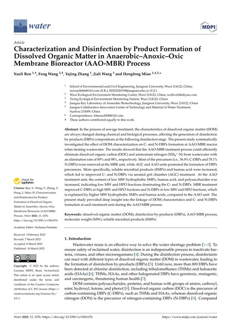 Pdf Characterization And Disinfection By Product Formation Of