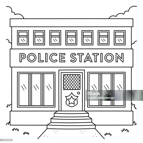아이들을 위한 경찰서 색칠하기놀이 Marshall Michigan에 대한 스톡 벡터 아트 및 기타 이미지 Marshall Michigan 감시 건축물 Istock