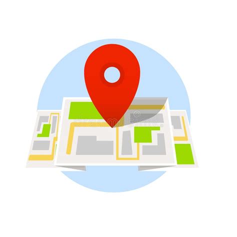 Location Map With Red Pointer Marker Isolated On White Background Vector Flat Icon Stock