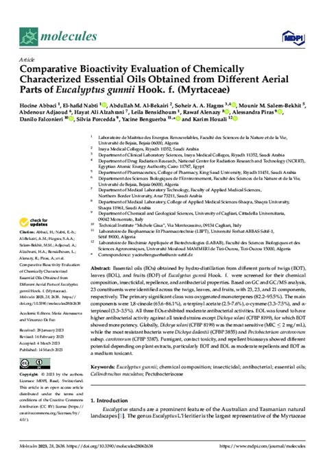Pdf Comparative Bioactivity Evaluation Of Chemically Characterized Essential Oils Obtained