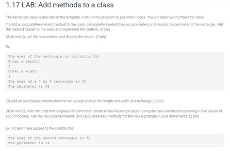 Solved 1 17 LAB Add Methods To A Class C The Rectangle Chegg Com