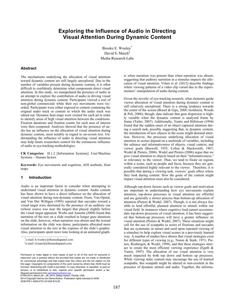 Pdf Exploring The Influence Of Audio In Directing Visual Attention During Dynamic Content