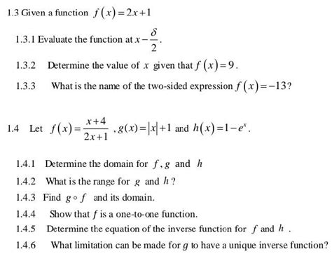 Solved 1 3 Given A Function F X 2x 1 1 3 1 Evaluate The