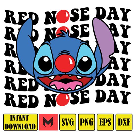 Stitch Red Nose Day Svg Cartoon Red Nose Day Svg Fund Rais Inspire