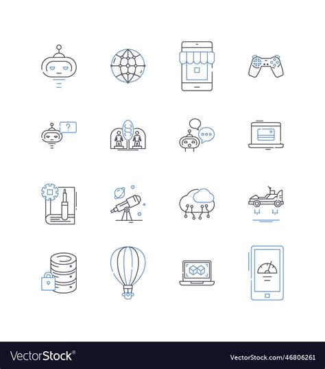 Augmented Reality Line Icons Collection Immersive Vector Image