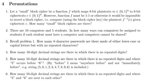 solved 4 permutations 1 let a small block cipher be a