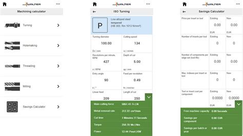 Walter Machining Calculator