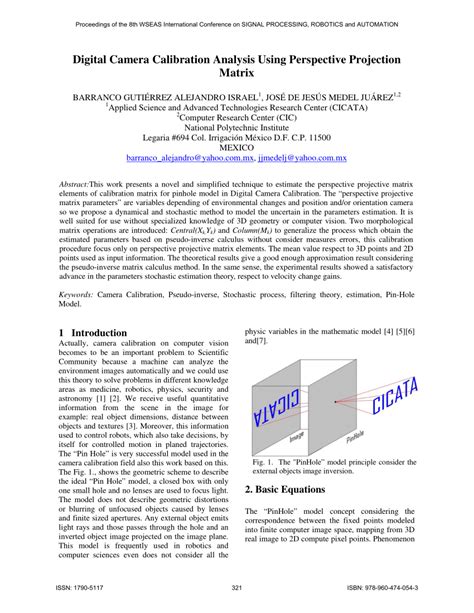 Pdf Digital Camera Calibration Analysis Using Perspective Projection Matrix