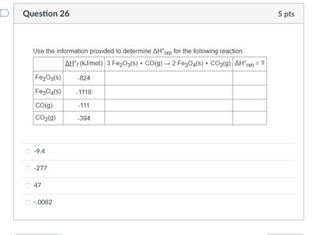 solved use the information provided to determine Δh∘ rxn for