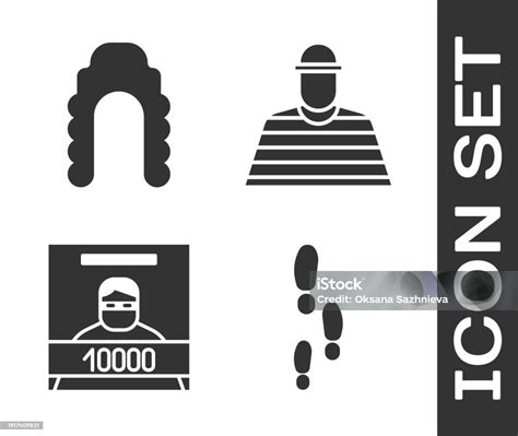 발자국 판사 가발 현상 수배 포스터 및 죄수 아이콘을 설정합니다 벡터 가발에 대한 스톡 벡터 아트 및 기타 이미지 가발 개척시대의 서부 검색 Istock
