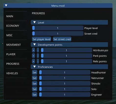 MenuMod A Cheat Menu Cyberpunk Mod