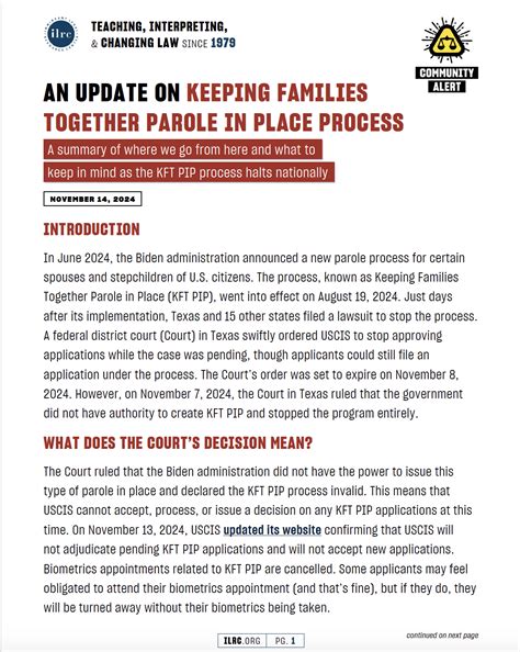 An Update On Keeping Families Together Parole In Place Process