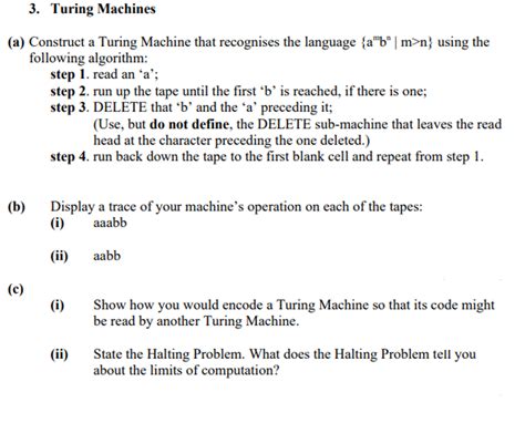 Solved 3 Turing Machines A Construct A Turing Machine