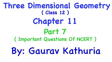 Three Dimensional Geometry Class 12 Part 7 Youtube