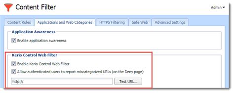 Using Kerio Control Web Filter