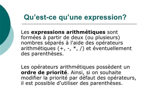 les expressions arithmétiques