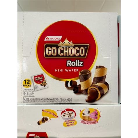 Go Choco มินิ เวเฟอร์โรล สอดไส้ช็อคโกแลต Mini Wafer Rollz 20กรัมx12ซอง
