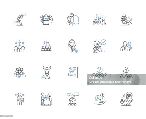 경영진 라인 아이콘 컬렉션입니다 리더십 비전 의사 결정 전략가 혁신 역동성 효율성 벡터 및 선형 일러스트레이션 생산력 관리