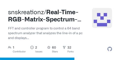 GitHub Snskreationz Real Time RGB Matrix Spectrum Analyzer FFT And Controller Program To